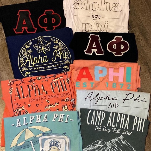 Tops | Alpha Phi Aphi Tshirts Letter Shirts | Poshmark
